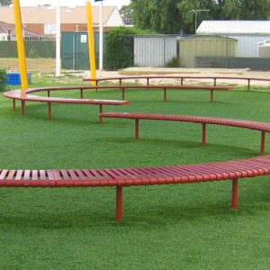 Steel Slatted Circular Bench - Furphy Foundry | Street & Park Furniture